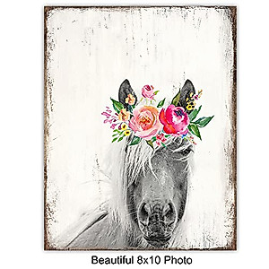 Horse Wall Art - Horses Wall Art & Decor - Barn Farmhouse Living room Home Decor - Teens Bedroom Girls Room Poster Set - Gift for Equestrian Woman - Country Western Shabby chic Boho-chic decoration