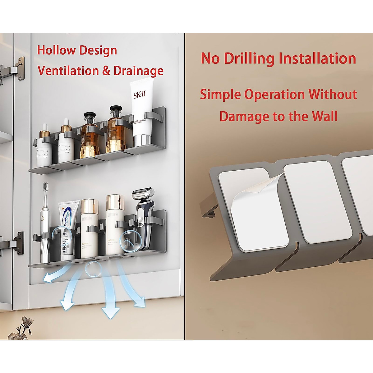 Duleylv Floating Shelves for Wall Small Shelf for Bathroom Mini Hanging Display Shelves Wall Hooks No Damage White