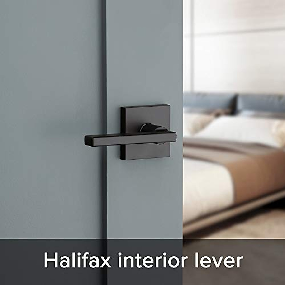 Kwikset 98150-011 San Clemente Front Door Handle with Interior Halifax Lever Featuring Microban Antimicrobial Product Protection, Matte Black