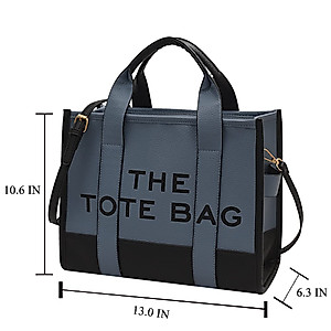 The Tote Bag for Women Large Leather Tote Bag Dupes Top Handle Crossbody Handbags Blue Black
