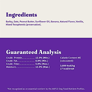 Halo Plant-Based Dog Treats with Peanut Butter and Banana, Vegan Dog Treat Pouch, 8oz bag