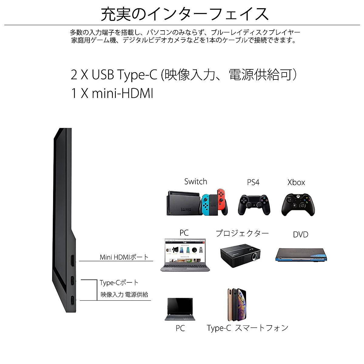 JAPANNEXT JN-MD-IPS1563FHDR 15.6-Inch FHD Mobile Monitor USB Type-C Mini HDMI