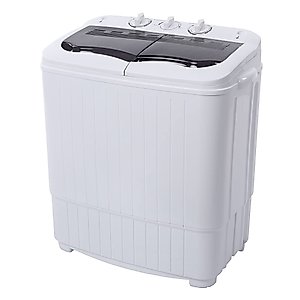 Winado 15LBS Portable Washing Machine, Compact Mini Washer Machine & Dryer Combo, Built-in Gravity Drain, Small Twin Tub Washer with Spin Cycle for Laundry Room, Apartments, Dorms, RV's (Grey)