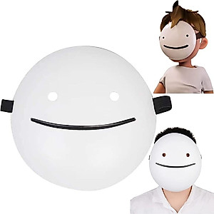 Unisex Halloween Dream Mask Anime White Smile Dream Masks Full Face Mask Helmet Cosplay Props Party Accessories, 9 inch