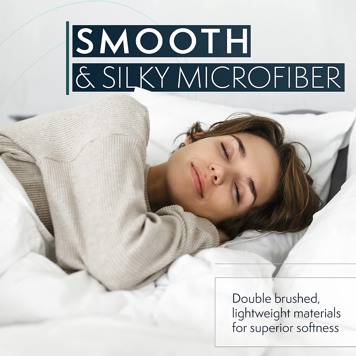 HC COLLECTION Full Size Bed Sheets, 4 pc Bed Sheets & Pillowcases Set - Machine Washable for Easy Care - Soft & Breathable All Season Microfiber Sheets with Deep Pockets - White