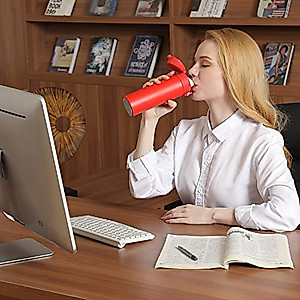 GOOFIT Water Bottle Double Wall Vacuum Insulated Thermos Beverage Coffee Bottle Stainless Steel Travel Mug Thermos Flask BPA Free Keeps Cold 24H Hot 24H 16 Oz Red