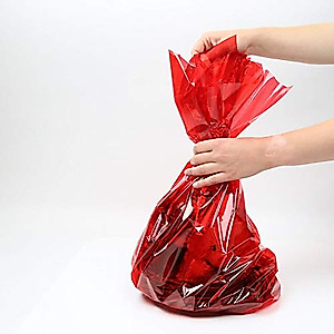 Cellophane Wrap 24"x100' Mylar Sheet Cellophane Roll Great Wrapping Paper for Craft Basket (Red)
