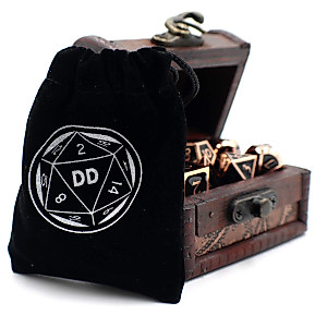 Black and Bronze Metal D20 Dice Set for Tabletop Gaming