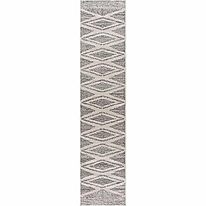 Tigris Collection Nikea Geometric Southwestern Farmhouse Living Room Bedroom Dining Room Area Rug - Vintage Distressed - Boho Aztec Tribal Pattern - Ivory, Beige, Gray - 7'10" x 10'