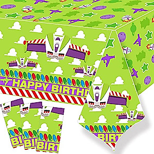 METIXOZE Two Infinity and Beyond Birthday Decorations Buzz Cartoon Light inspired Year Toy Inspired Story Birthday Party Supplies 2nd Birthday include Banner Table Cloth Plate Napkins and Cups