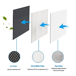 2 Pack MA Series 25 Replacement Filters Compatible with 25 B1/S1/W1 Air Purifier, 3-In-1 True Hepa and Activated Carbon Filter