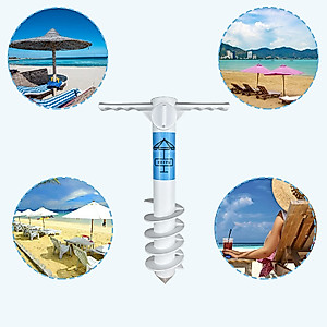 REFFU Heavy Duty Beach Umbrella Sand Anchor, Umbrella Holder Stand with 5 Spiral Screw Safe Stand for Strong Winds