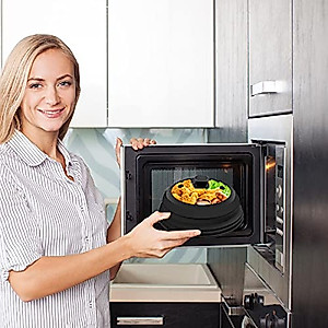Glass Microwave Splatter Cover for Food BPA Free,10.5 inches Foldable Microwave Plate Cover Silicone Splash Guard Food Cover