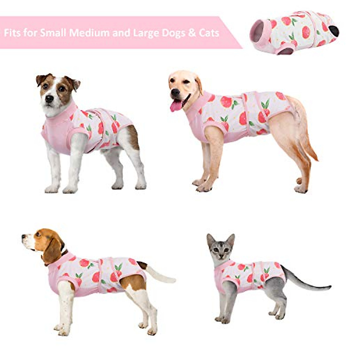 Kuoser Recovery Suit for Dogs Cats After Surgery, Professional Pet Recovery Shirt Dog Abdominal Wounds Bandages, Substitute E-Collar & Cone,Prevent Licking Dog Onesies Pet Surgery Recovery Suit