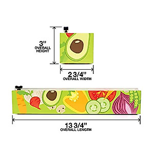 Chicwrap Veggies Refillable Plastic Wrap Dispenser with Slide Cutter and 250' of Professional BPA Free Plastic Wrap