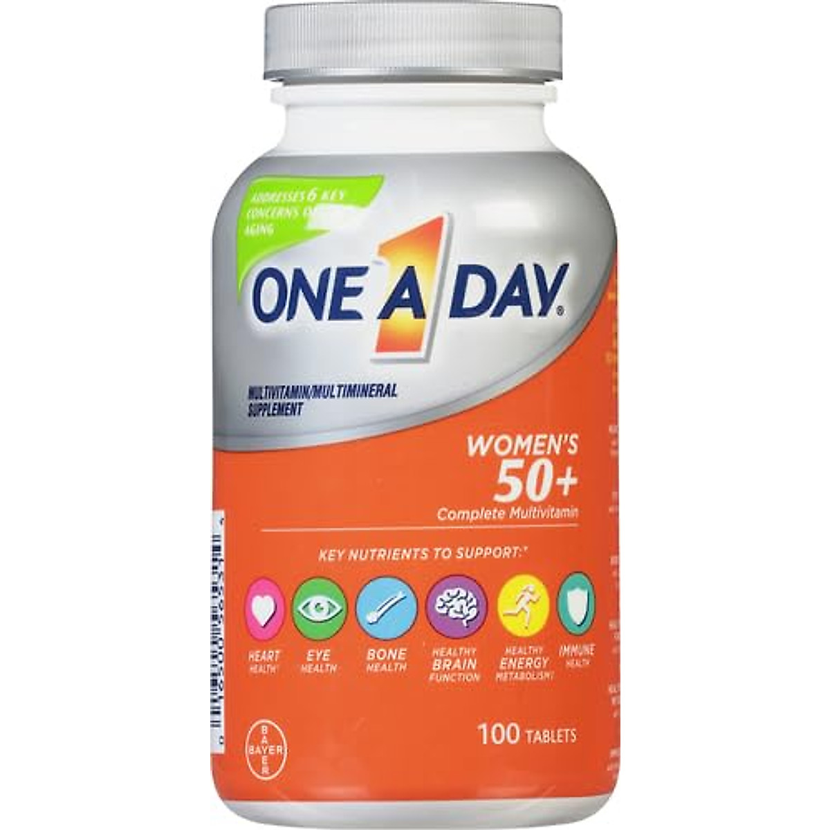 One A Day Women’s 50+ Multivitamins, Multivitamin for Women with Vitamin A, C, D, E and Zinc for Immune Health Support*, Calcium & more, 100 count