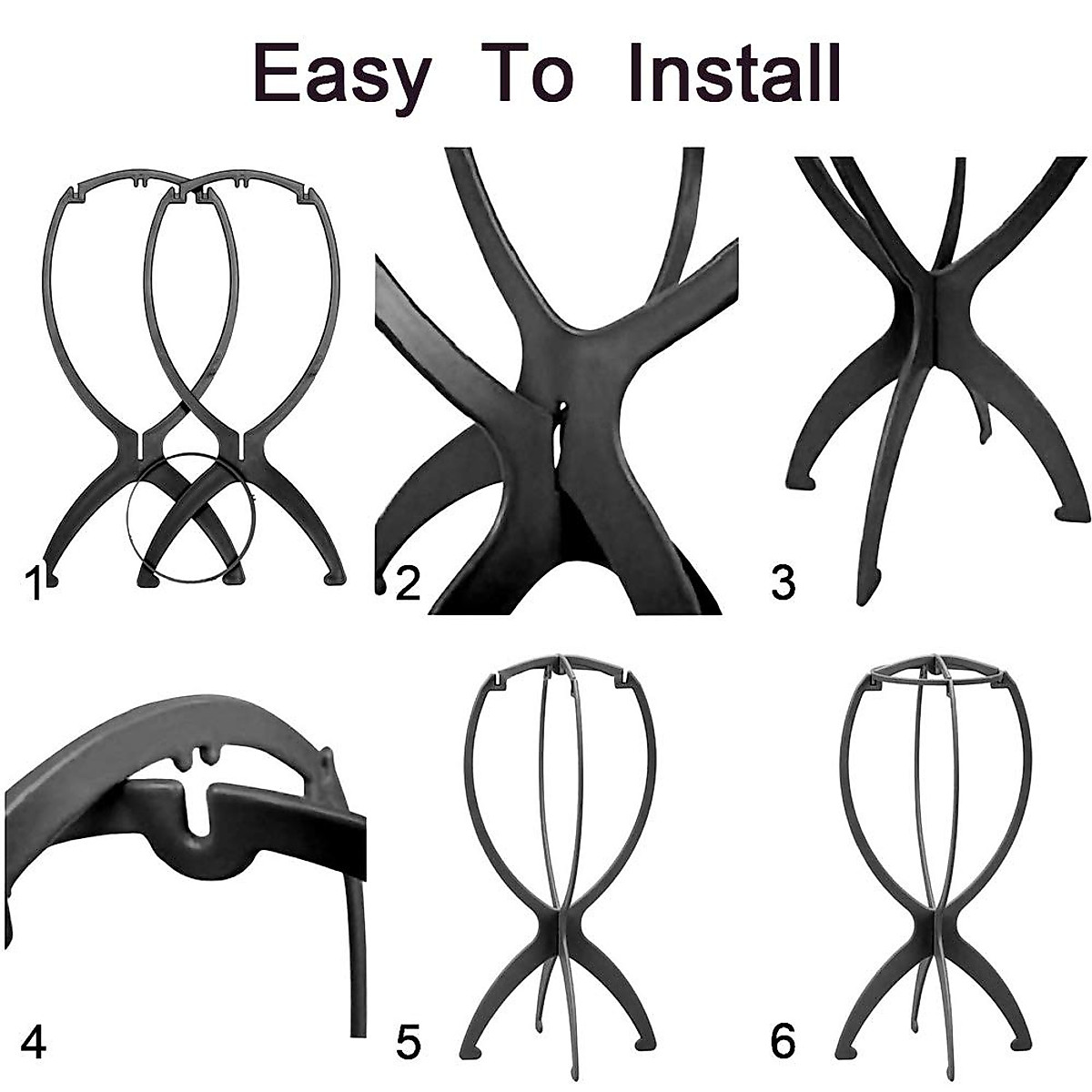 Ruiwen hair 2PCS Wig Stand, Wig Head Stand, Wig Head, Travel Wig Stand for Styling Collapsible Wig Stand Portable Wig Stand Wig Holder 13.8 Inch Wig Stands for Women Multiple Wigs