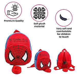 Nonika Children Walking Safety Leash with Compartments for Food, Keys, Phone, Snacks (Red)