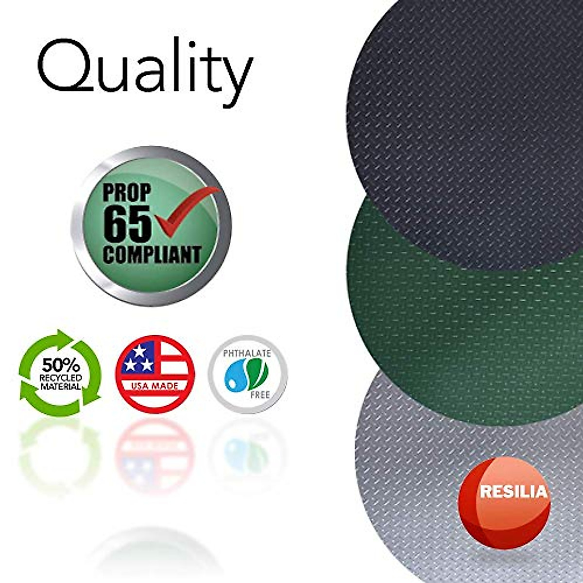 RESILIA - Round Under Grill Mat – Silver, Diamond Plate, Large 27-inch Diameter, for Outdoor Use