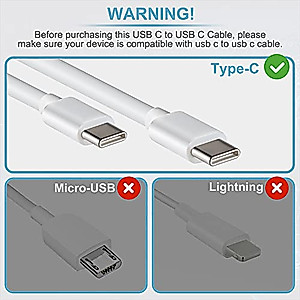 Clatwing USB C to USB C Cable [6.6ft 60W 2Pack] Enhanced Version Type-C Charger Fast Charging Cable Compatible with MacBook Pro,iPad Mini 6,iPad Air 4,Samsung Galaxy S21,Pixel,Switch,PD USB C Charger