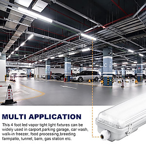 BRILLIHOOD 4Ft LED Vapor Tight Light Fixtures, 48W, 4200LM, 6000K Bright White, Clear Cover, IP65 Waterproof Vapor Proof Lights for Car Wash, Garage, Walk in Freezer, Indoor Outdoor Lighting, 8-Pack