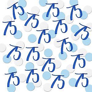 Blue Glitter 75 Confetti, 75th Birthday Number Confetti, 200pcs Anniversary Party Table Decoration Supplies