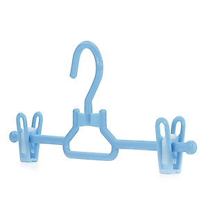 HANGERWORLD 11.8inch Kids Toddler Baby Pant and Skirt Hangers with Clips Swivel Hook (20 Pack, Blue)