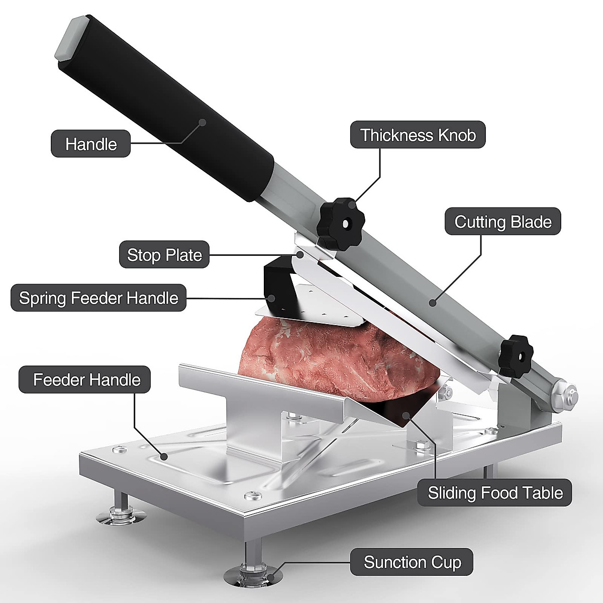 PAYISHO Manual Frozen Meat Slicer Stainless Steel Meat Cleaver for Frozen Meat,Food Slicer Slicing Machine for Home Cooking BBQ Hot Pot