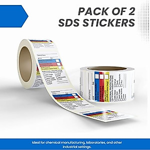 SDS Stickers 500 Stickers - 2 Rolls of 250, 1.5" x 2.5", Right To Know- Chemical Identifying and Marking Sticker Decals