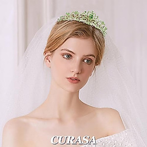CURASA Princess Crown Tiara Queen Crowns for Women Tiaras for Little Girls Rapunzel Tiara Comb Crystal Crown Adult Cute Hair Accessroies for Birthday Wedding Bridal Halloween Prom Party, metal