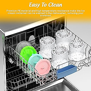 Benewid Creami Pints and Lids - 4 pack, Creami Pint Containers Compatible with Ninja Ice Cream Makers NC301 NC300 NC299AMZ CN305A CN301CO Series, 16oz Dishwasher Safe Ice Cream Pints with Handle