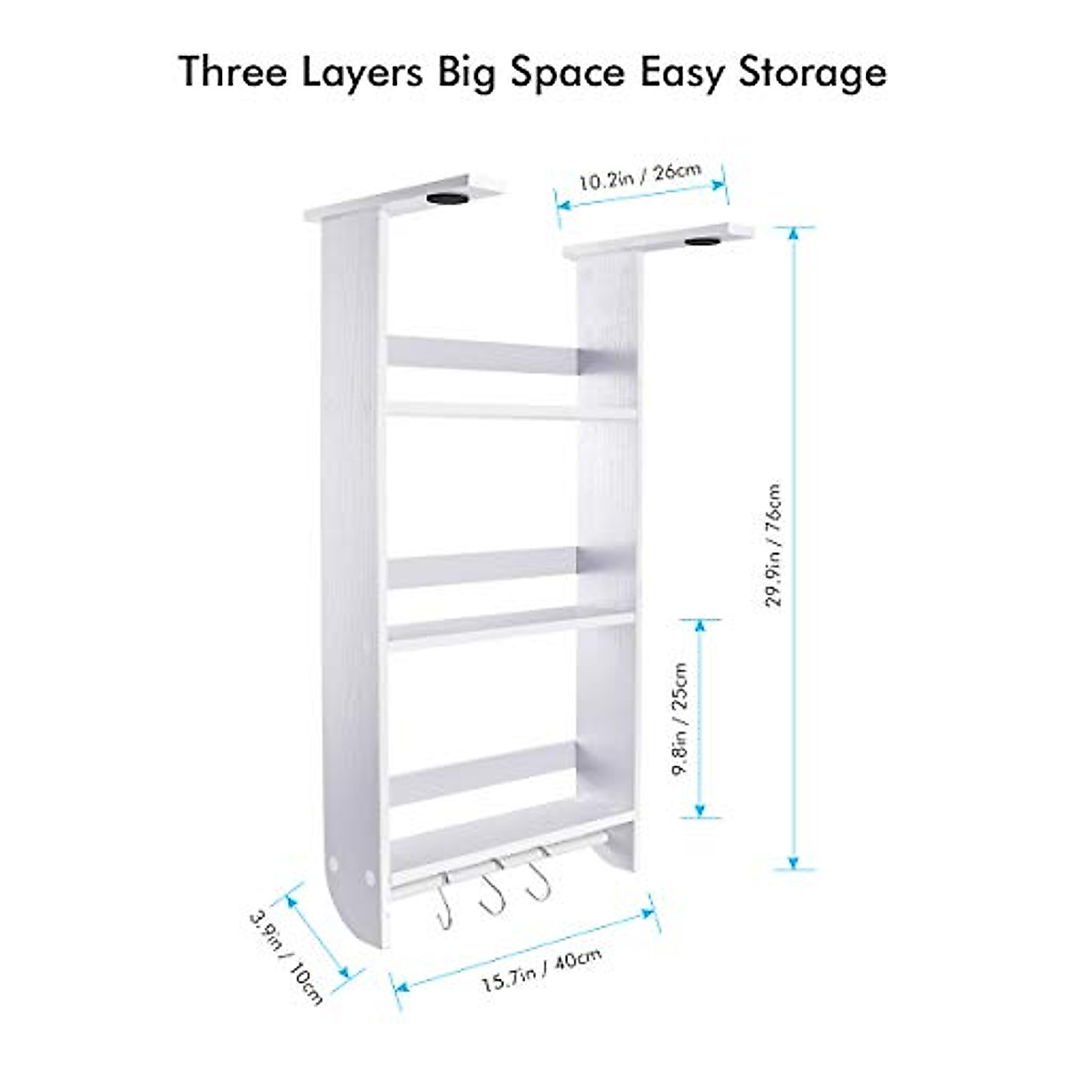 Rack Fridge Wood Organizer Refrigerator Side Storage Rack Paper Towel Holder, Rustproof Spice Jars Rack Kitchen Storage Wrap Rack Organizer Refrigerator Shelf Storage Adjustable Cabinet Door Mount