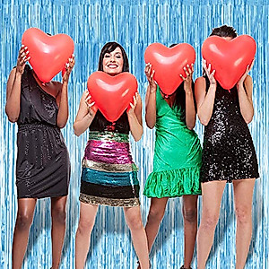 2 Pack 3.3 ft x 9.8 ft Foil Curtains Metallic Fringe Curtains Shimmer Curtain Photo Backdrop for Halloween Christmas Birthday Party Wedding Deco (Pale Blue)