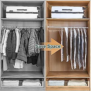 Elebac Hanging Vacuum Storage Bags for Clothes, 6 Large Vacuum Sealer Space Saver Bags for Clothes, Vacuum Compression Garment Bags for Closet Orgainzer, Coat, Jacket, with Hanger Hook