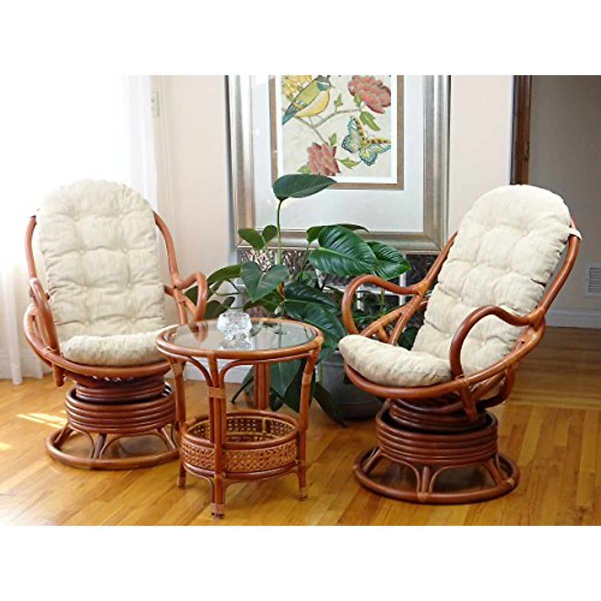 Wickerix Cushion for Living Lounge Swivel Rocking Chair Color Cream(Just Cushion)…