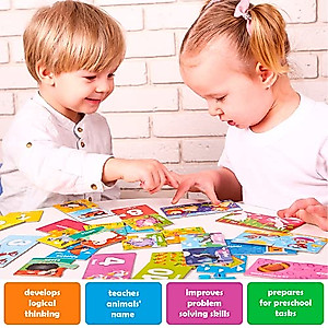 5X MEGASET Toddler Puzzles Ages 2-4 - Matching Games for Kids Ages 3-5 by QUOKKA - Numbers Animals Opposites ABC Learning for Toddlers 1-3 Year Old - Educational Toy Activities for Boy and Girl