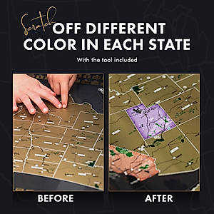 Travelization Scratch Off Map of United States 36" x 24" Frameable USA Scratch Map with National Parks, Highest Peaks and Vibrant Colors, Ideal for Travelers, Black