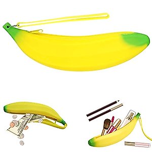 lotusflowert Cute Silicone Banana Shape Pencil Case bag Coin Bag Key Pouch(Yellow) 11