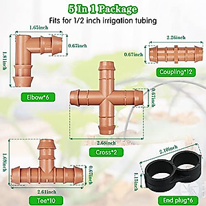 Gardrip 36 Pieces Drip Irrigation Kit：Drip Irrigation Parts for 1/2 Inch Drip Irrigation Tubing with 17mm 0.600" ID Drip Barbed Connectors Including 12 Couplings 10 Tees 6 Elbows 6 Plugs 2 Crosses