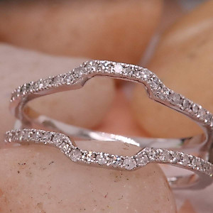 Dazzlingrock Collection 0.33 Carat (ctw) Round White Diamond Wedding Enhancer Guard Ring for Women in 10K White Gold Size 7