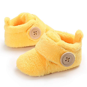BENHERO Infant Baby Boys Girls Cozy Fleece Booties Winter Newborn Non Skid Soft Sole Shoes Winter Socks Toddler First Walkers Warm Shoes(0-6 Months M US Infant), B-yellow