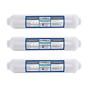 Hydronix ICF-10 Inline Post Activated Carbon Water Filter Replacement Cartridge with 1/4-Inch NPT for Refrigerator, Ice Maker, RO Reverse Osmosis System, 2000 Gallons - 1 Year Capacity (3 Pack)