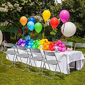 Sintuff 12 Pcs Plastic Folding Chair Steel Folding Dining Chairs Folding Chairs Bulk Fold up Event Chair Portable Commercial Chair with Steel Frame 350lb for Office Wedding Indoor (Gray)