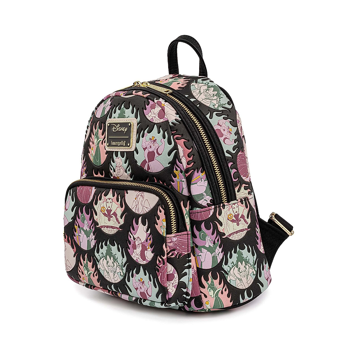 Loungefly Disney Villains Pastel Flames All Over Print Womens Double Strap Shoulder Bag Purse