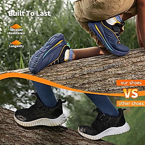 DREAM PAIRS Boys Girls Shoes Kids DuraPlay Tennis Running Athletic Protective Walking Sneakers for Little/Big Kid,Size 5 Big Kid,Dark Blue/Black,SDRS2335K