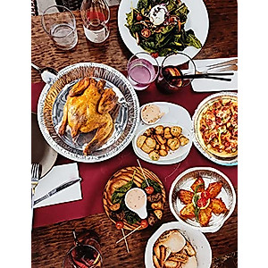 50 Pack 7-Inch Round Aluminum Foil Pans, Disposable Tin Cake Pie Pans, Foil Liners for Air Fryer, Food Containers for Storage, Baking, Roasting, Meal Prep, Reheating