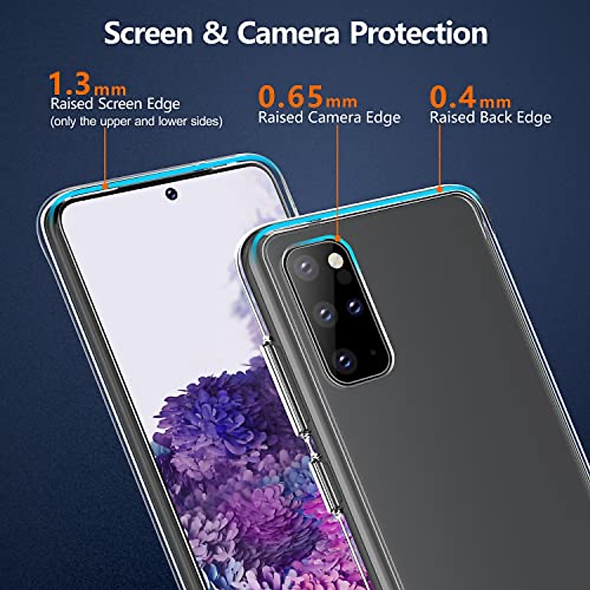 Rayboen for Samsung Galaxy S20 Plus Case, Crystal Clear Non-Slip Shockproof Protective Phone Case, Hard PC Back Soft TPU Frame Slim Transparent Cover for Galaxy S20+ Plus 5G, 6.7inch