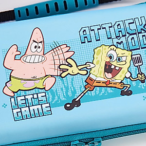 Numskull Spongebob Squarepants Attack Mode Hard Shell Travel Case for Nintendo Switch and OLED Model Console - Fits 10 Games and Switch Accessories