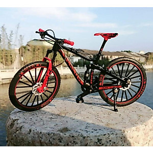 YEIBOBO ! Alloy Mini Downhill Mountain Bike Toy, Die-cast BMX Finger Bike Model for Collections (Black/Red)