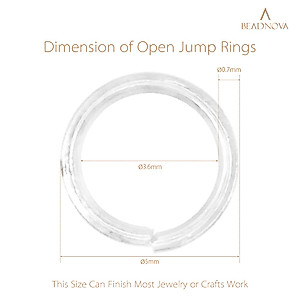 BEADNOVA 5mm Jump Rings for Jewelry Making Silver Open Jump Rings for Earrings and Keychains (300Pcs)